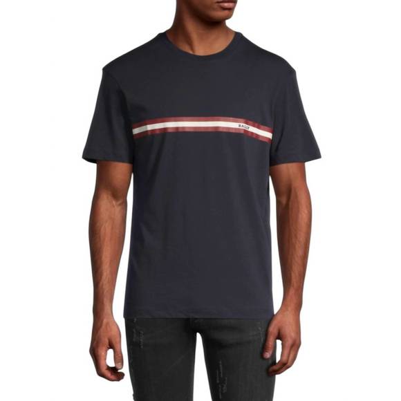 Bally | Shirts | New Bally Mens Short Sleeve Striped Logo Tshirt In ...